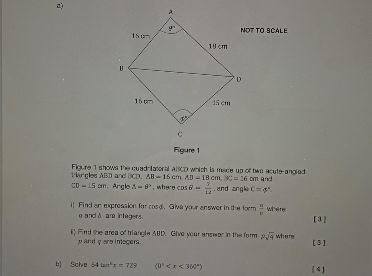 Solved Figure 1 shows the quadrilateral ABCD which is made | Chegg.com