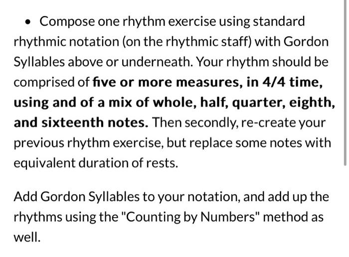 - Compose one rhythm exercise using standard rhythmic | Chegg.com