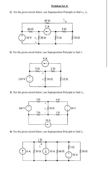 Solved Problem Set 4: 1) For the given circuit below, use | Chegg.com