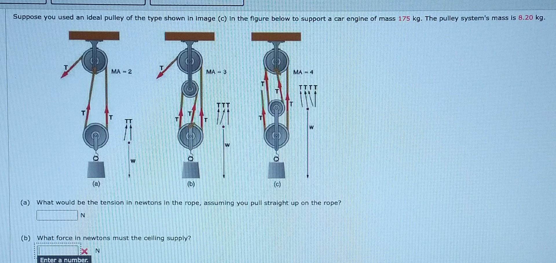 Solved (a) What would be the tension in newtons in the rope, | Chegg.com