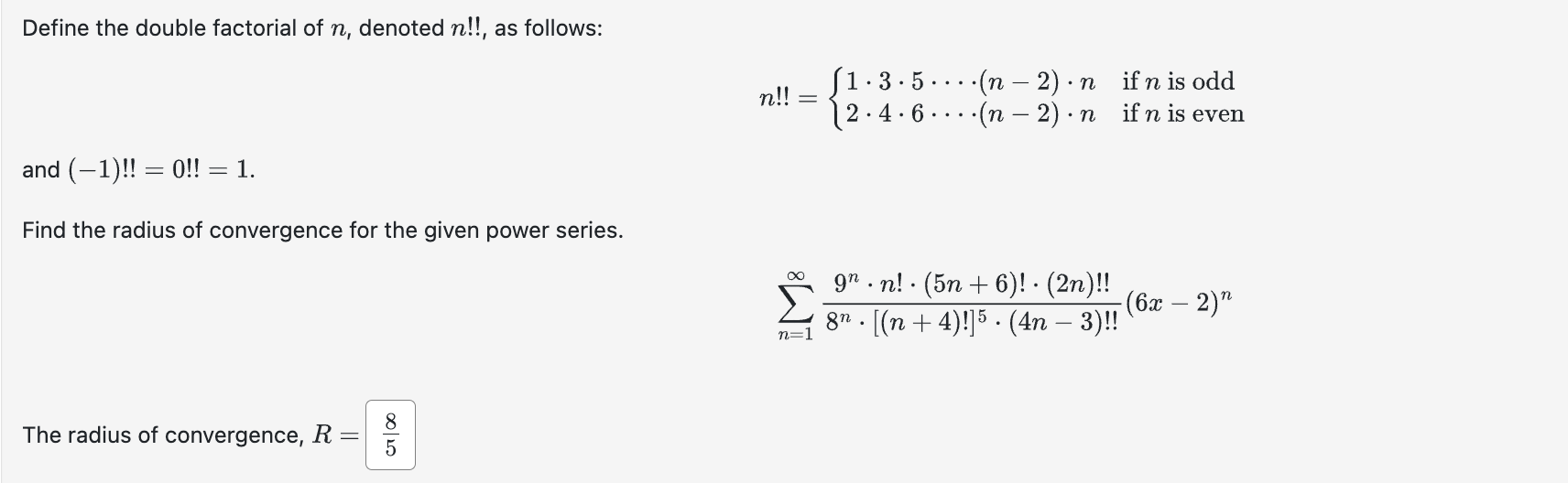 Solved Define the double factorial of n, ﻿denoted n!!, ﻿as | Chegg.com