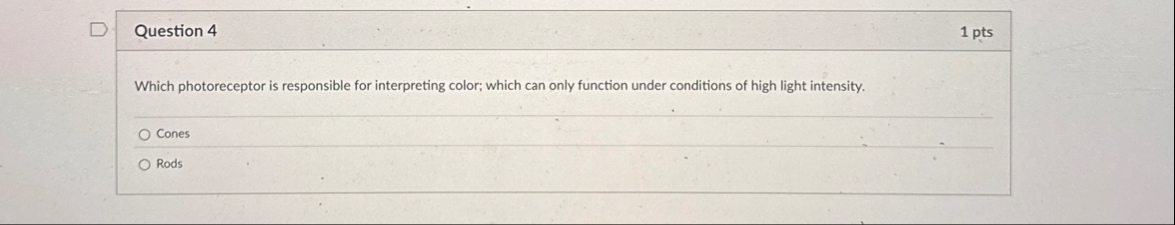 Solved Question 41 ﻿ptsWhich photoreceptor is responsible | Chegg.com