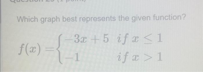 Solved Which graph best represents the given function? | Chegg.com