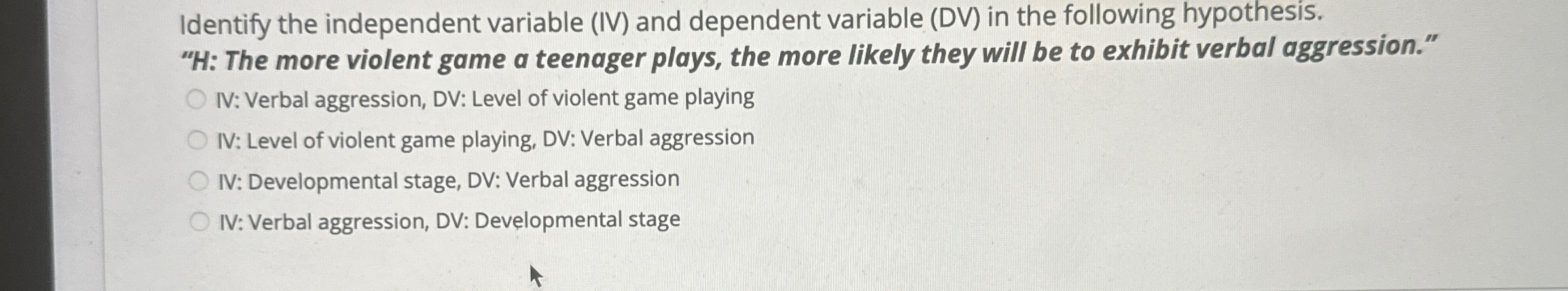 Solved Identify the independent variable (IV) ﻿and dependent | Chegg.com
