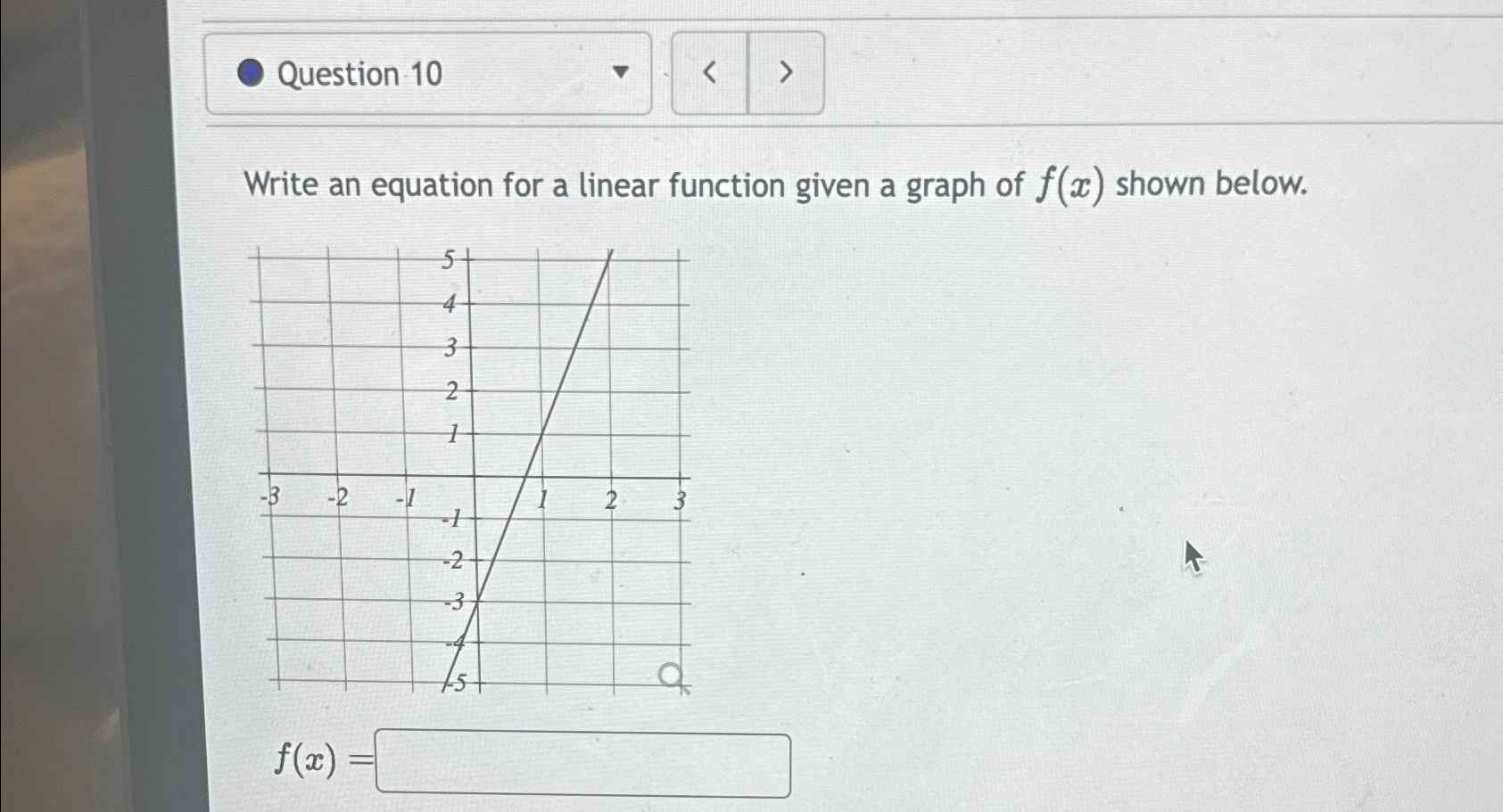 Solved Question 10Write an equation for a linear function | Chegg.com