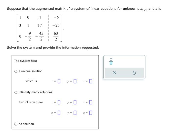Solved Suppose that the augmented matrix of a system of | Chegg.com
