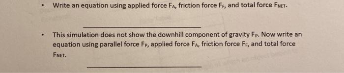 Write an equation using applied force FA, friction | Chegg.com