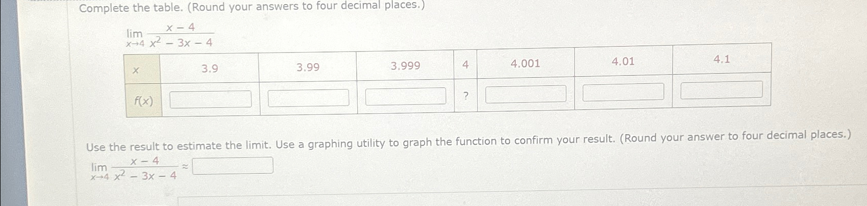 Solved Complete the table. (Round your answers to four | Chegg.com