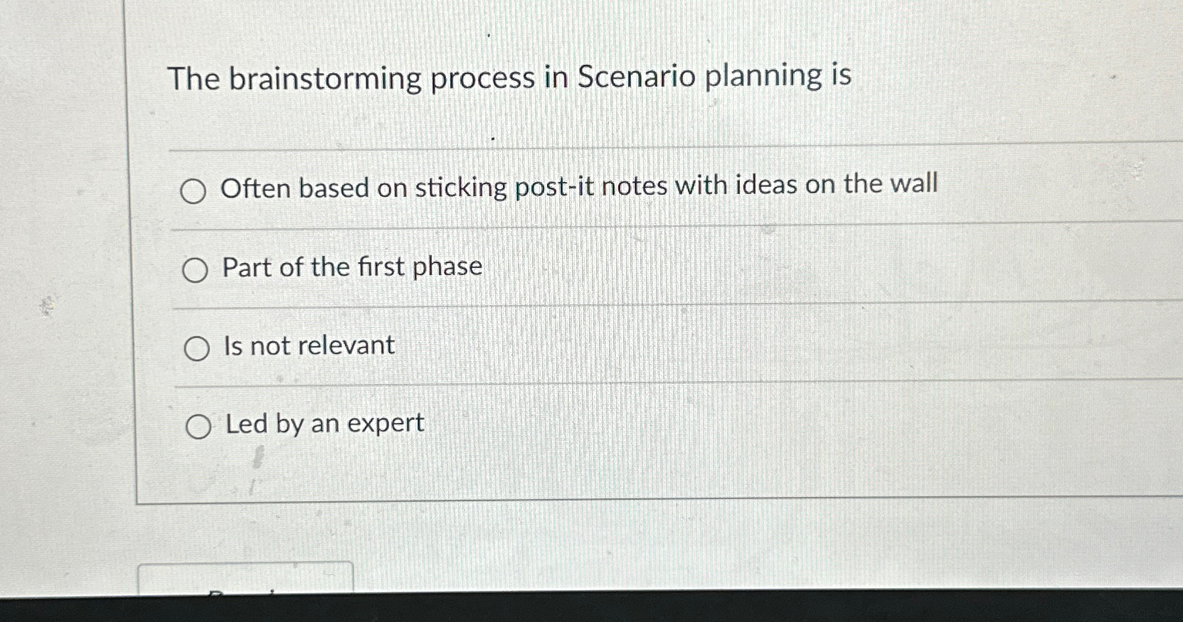 Solved The brainstorming process in Scenario planning | Chegg.com