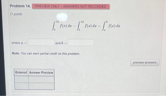 Solved Problem 14. PREVIEW ONLY -- ANSWERS NOT RECORDED (1 | Chegg.com