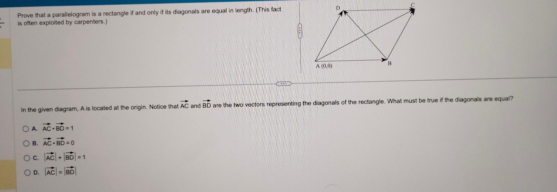Solved Prove that a parallelogram is a rectangle if and only | Chegg.com