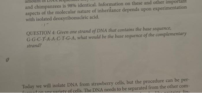 Solved and chimpanzees is 98% identical. Information on | Chegg.com