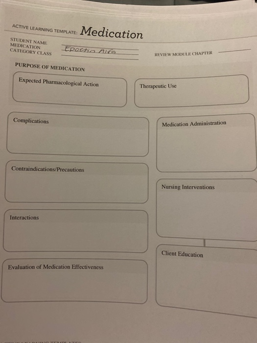Solved ACTIVE LEARNING TEMPLATE: Medication STUDENT NAME | Chegg.com