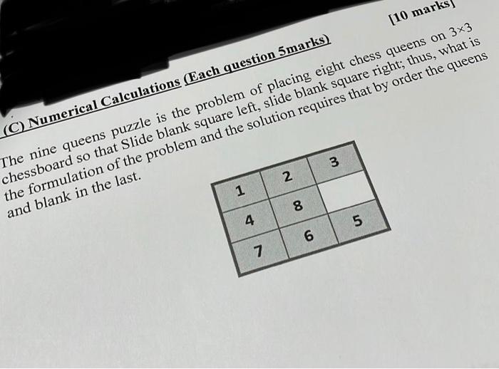 Solved [10 marks (C) Numerical Calculations (Each question 5 | Chegg.com