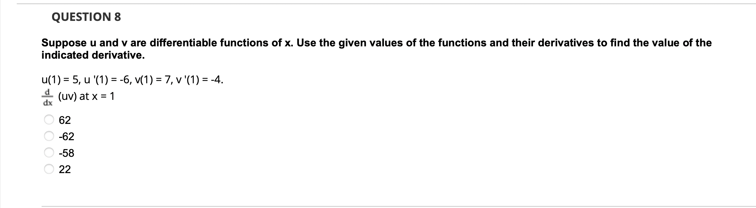Solved QUESTION 8Suppose u and v are differentiable | Chegg.com Solved QUESTION 8Suppose u and v are differentiable | Chegg.com