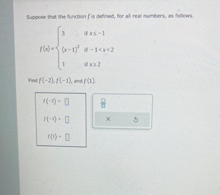 Solved Suppose that the function f is defined, for all real | Chegg.com