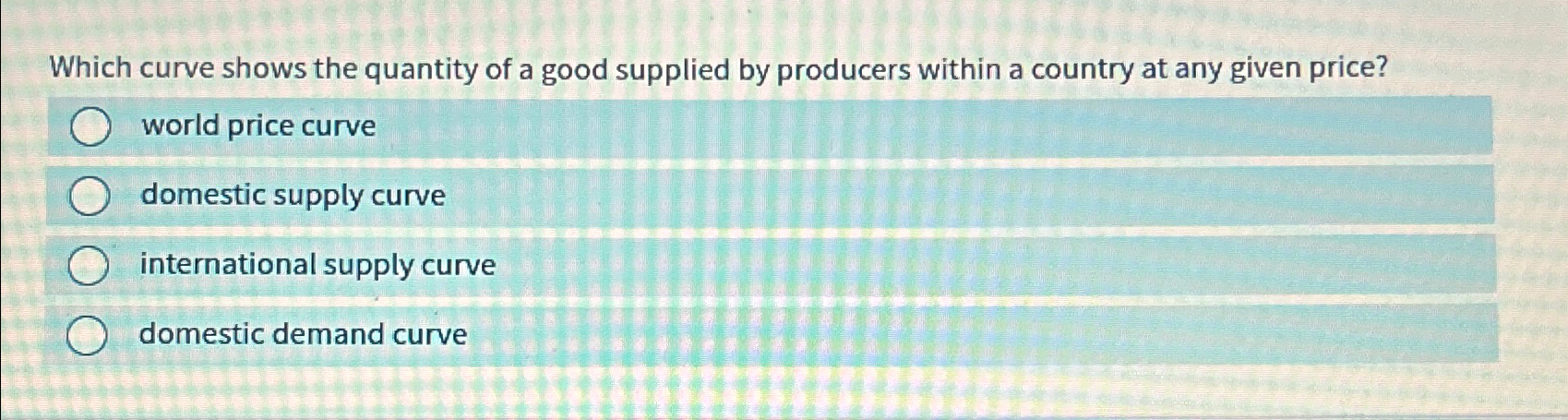 Solved Which curve shows the quantity of a good supplied by | Chegg.com