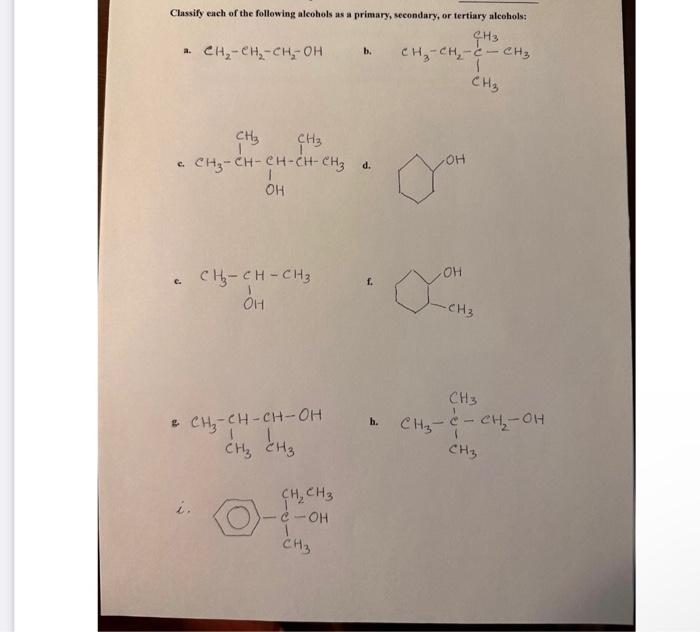 Solved Classify each of the following alcohols as a primary, | Chegg.com