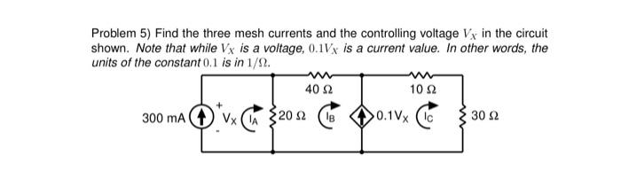 Solved Problem 5) Find the three mesh currents and the | Chegg.com