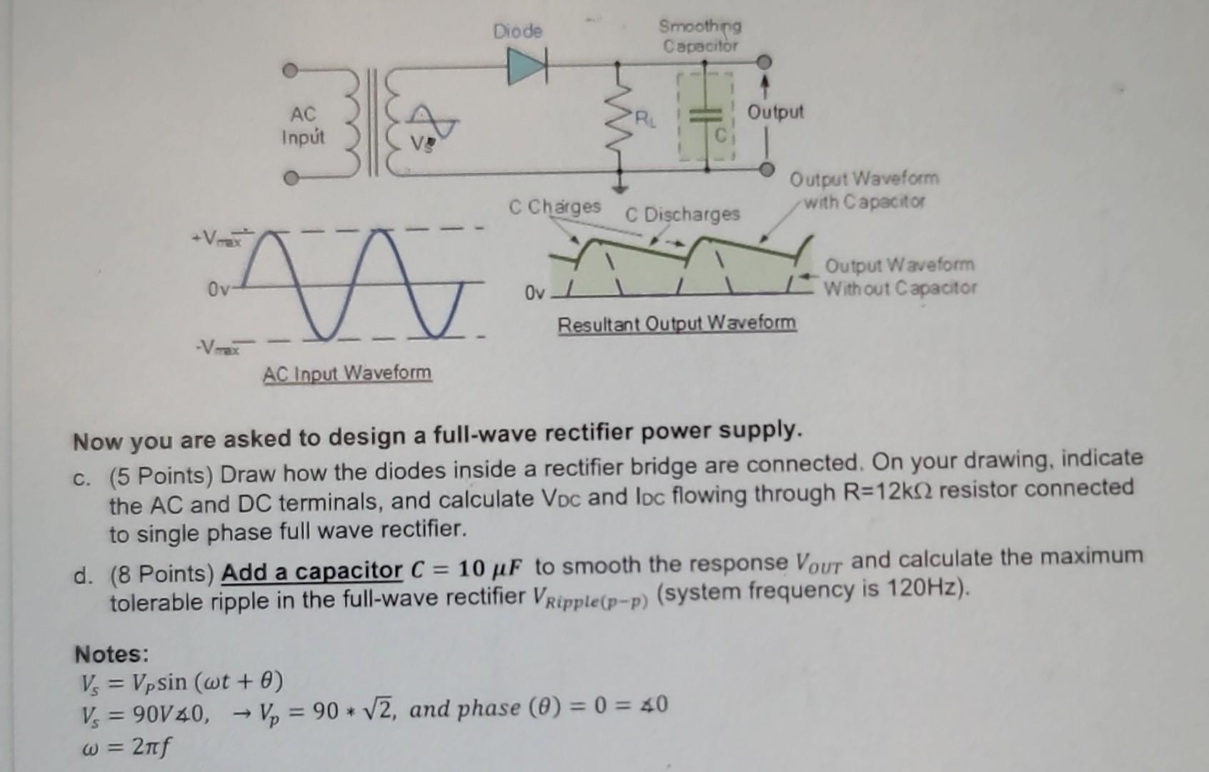 Solved a. (7 Points) Calculate VDC and loc flowing through | Chegg.com