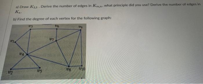 Solved a) Draw K3,5. Derive the number of edges in Km,n, | Chegg.com