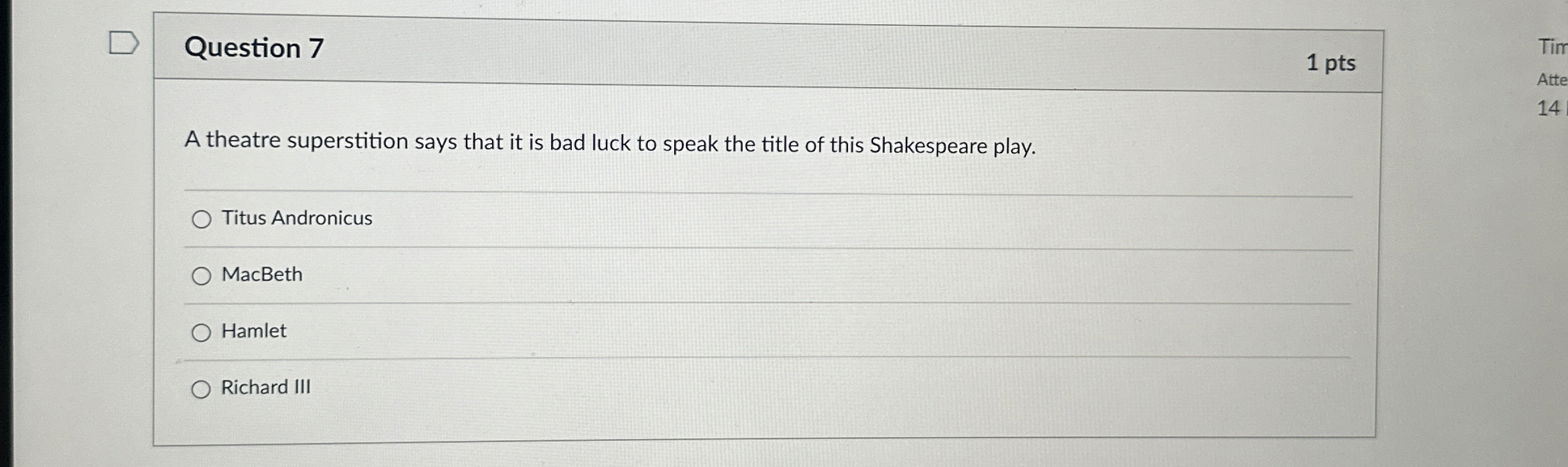 Solved Question 71 ﻿ptsA theatre superstition says that it | Chegg.com