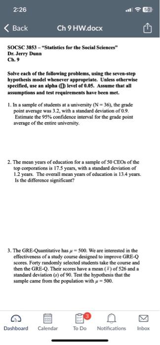 Solved Solve each of the following problems, using the | Chegg.com
