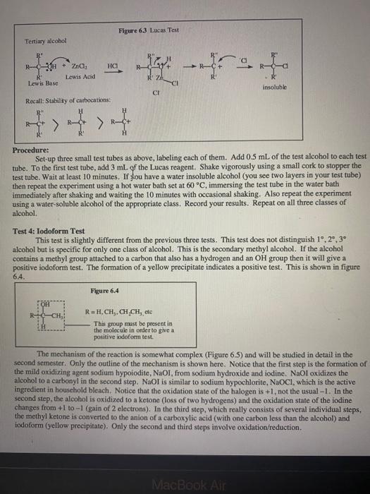 Solved Experiment 6 Qualitative Tests for Alcohols, Alcohol | Chegg.com