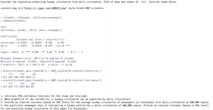 Solved Consider the regression predicting Sunday circulation | Chegg.com