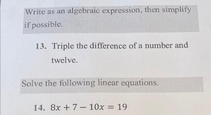 Solved Write as an algebraic expression, then simplify if | Chegg.com
