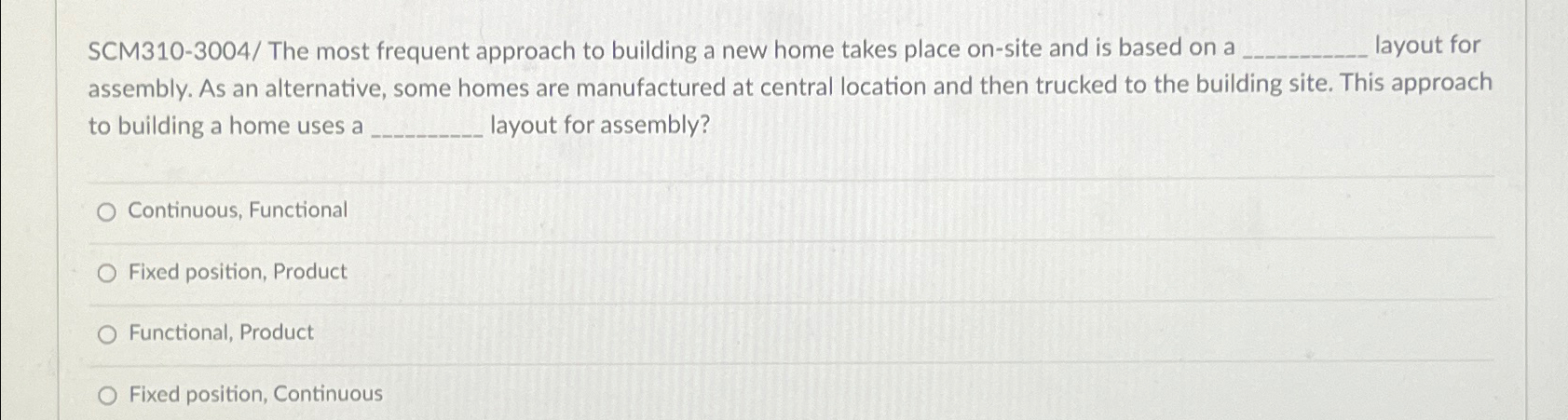 Solved SCM310-3004/ ﻿The most frequent approach to building | Chegg.com