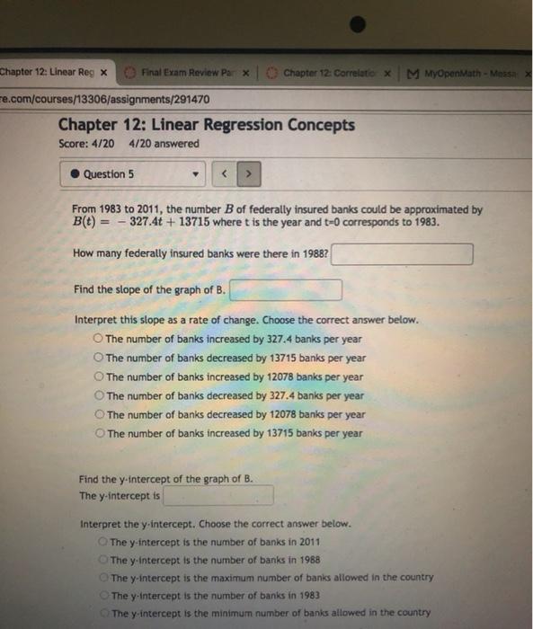 Solved Chapter 12: Linear Reg Final Exam Review Pa Chapter | Chegg.com