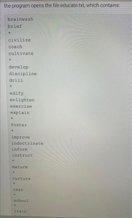 Solved Given a set of text files containing synonyms for | Chegg.com
