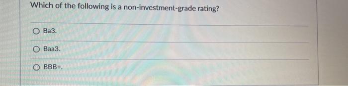 Solved Which of the following is a non-investment-grade | Chegg.com