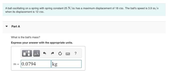 Solved A ball oscillating on a spring with spring constant | Chegg.com