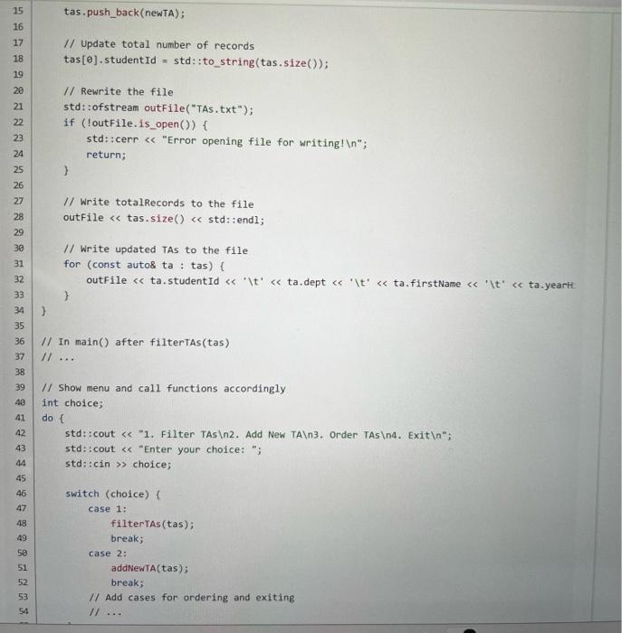 Solved hello,plz complete the following C++ | Chegg.com