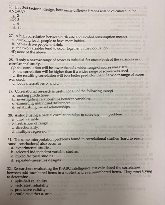 Solved in a 3x4 factorial design, how many different F | Chegg.com