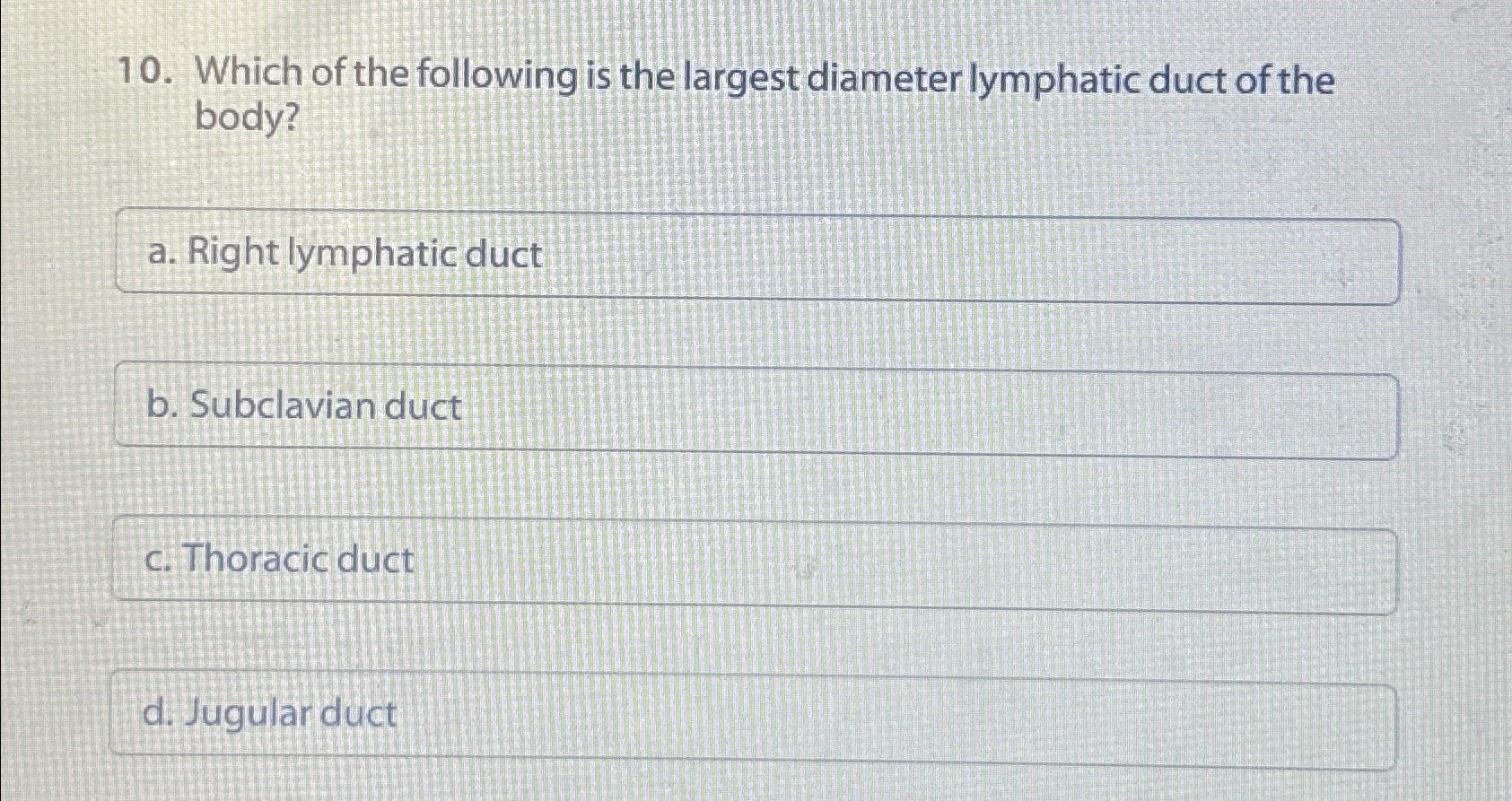 Solved Which of the following is the largest diameter | Chegg.com
