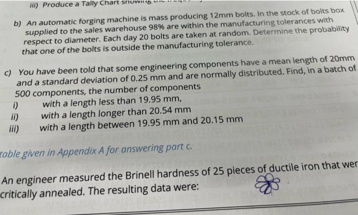 Solved b) An automatic forging machine is mass producing 12 | Chegg.com