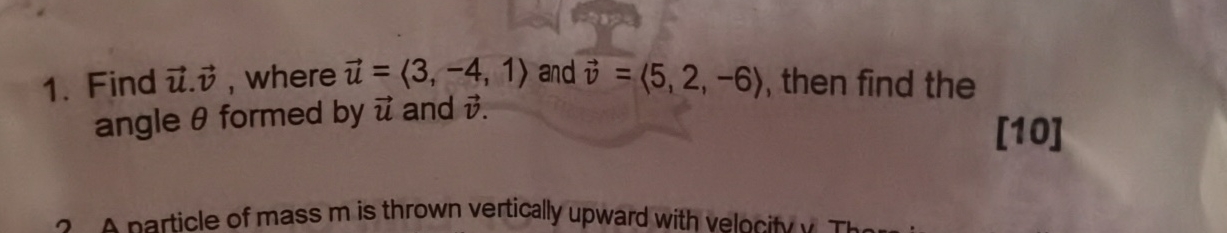 Solved Find vec(u).vec(v), ﻿where vec(u)=(:3,-4,1:) ﻿and | Chegg.com
