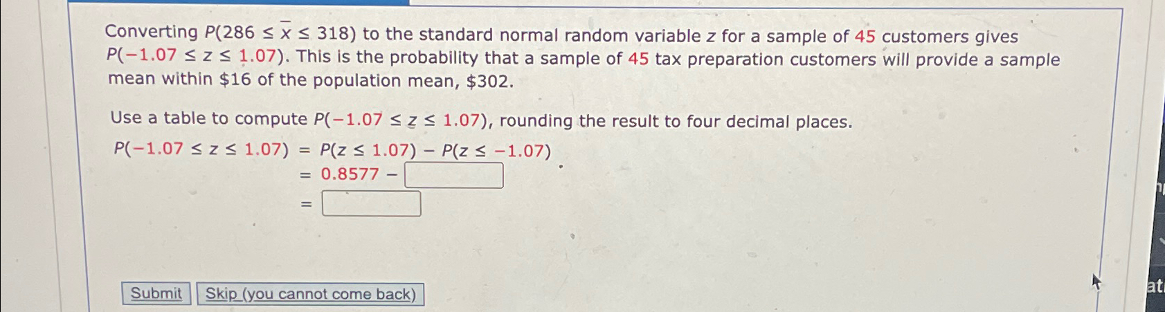 Solved Converting P(286≤x‾≤318) ﻿to the standard normal | Chegg.com