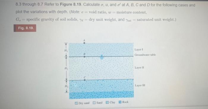 Solved 8.3 through 8.7 Refer to Figure 8.19. Calculate o, u, | Chegg.com