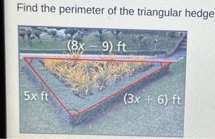 Solved Find the perimeter of the triangular hedge | Chegg.com