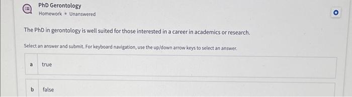 Solved PhD Gerontology Homework - Unanswered The PhD in | Chegg.com