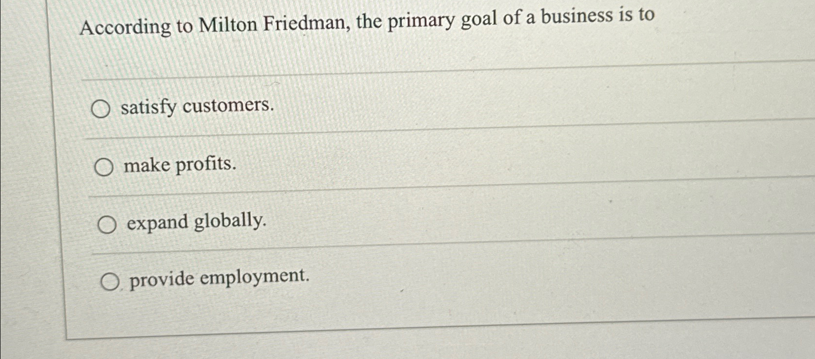 Solved According to Milton Friedman, the primary goal of a | Chegg.com