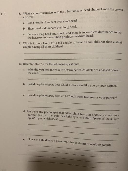 Secrion Meiosis and Human Genetics Table 7-1. Circle | Chegg.com