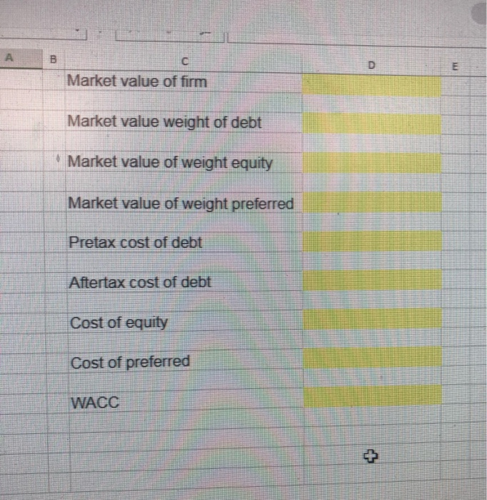 Solved 14-15 Finding the WACC. HOME INSERT PAGE LAYOUT | Chegg.com