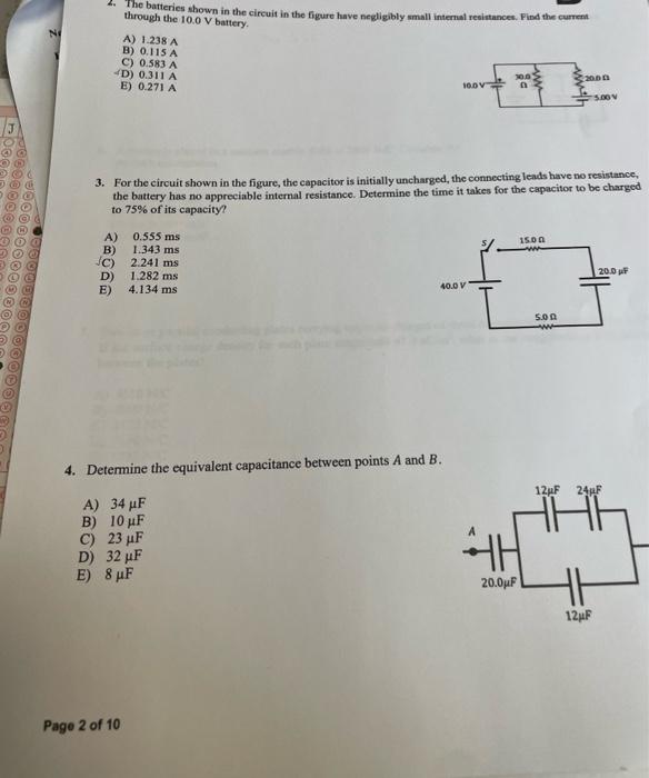 Solved 2. The batteries shown in the circuit in the figure | Chegg.com