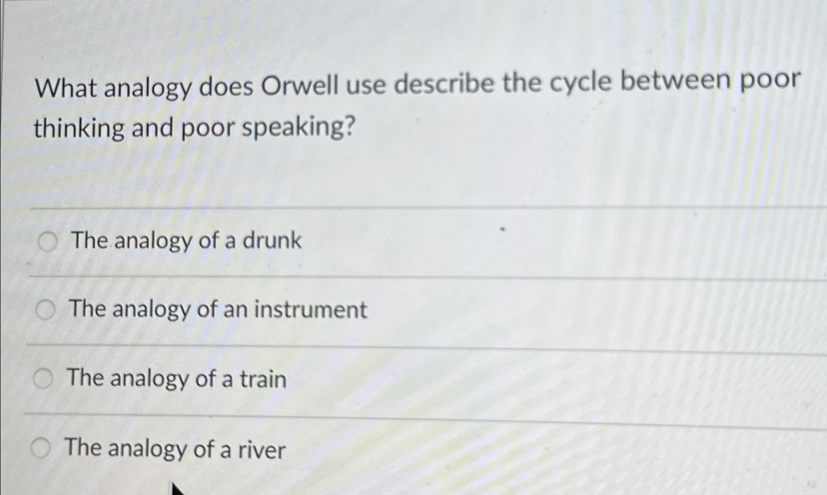 Solved What analogy does Orwell use describe the cycle | Chegg.com