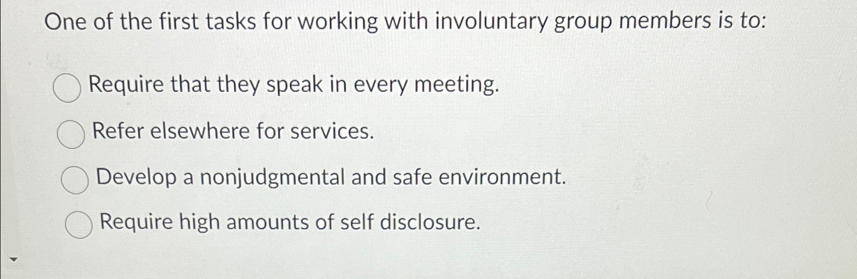 Solved One of the first tasks for working with involuntary | Chegg.com